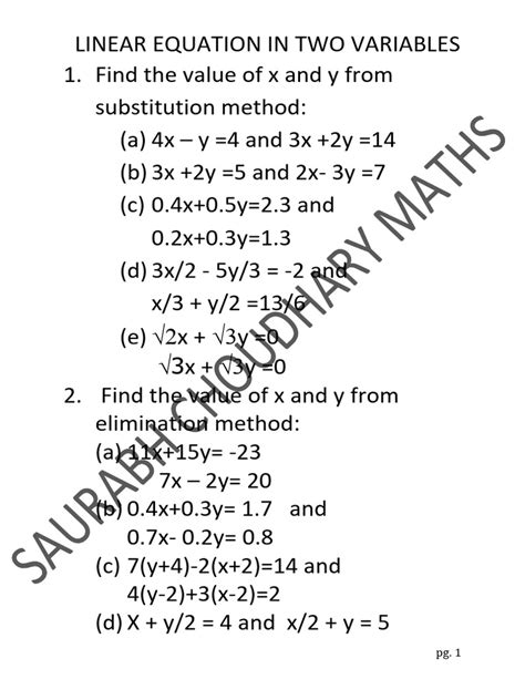 Linear Equation Find The Value Of X And Y From Substitution Method