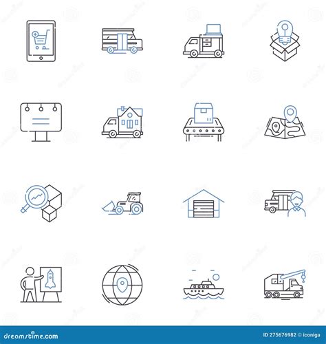 Production Process Line Icons Collection Assembly Fabrication Machining Manufacturing