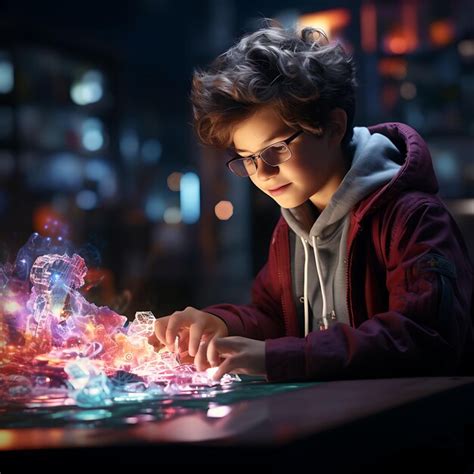 Premium Ai Image Photoshoot With Tilt Shift Style Of A Boy Playing