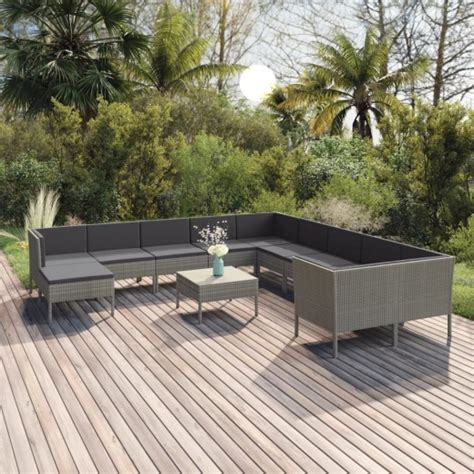 Buy Vidaxl 12 Piece Patio Lounge Set With Cushions Poly Rattan Gray