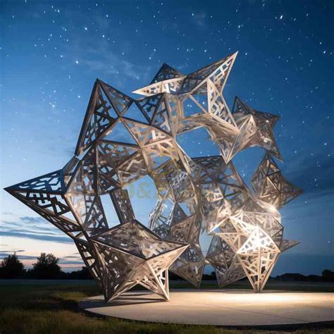Large Geometric Metal Star Sculpture Outdoor Abstract Art Installation