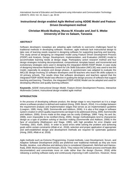 Pdf Instructional Design Enabled Agile Method Using Addie Dokumen Tips