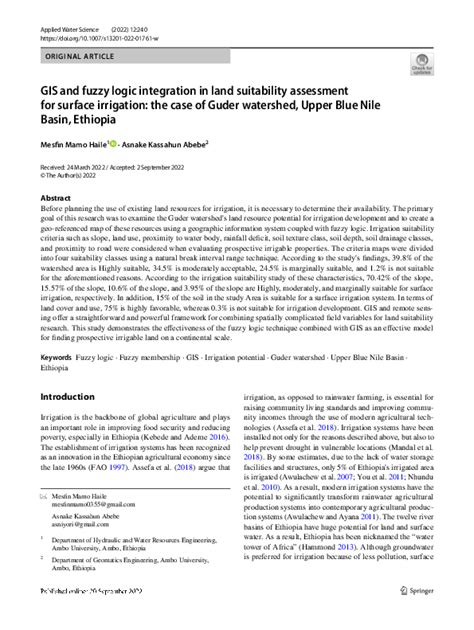 Pdf Gis And Fuzzy Logic Integration In Land Suitability Assessment For Surface Irrigation The