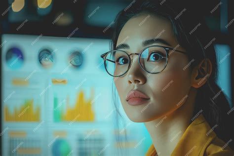 Businesswomen Analyze Computer Screen Data Checking Statistics Graphs And Performance Charts