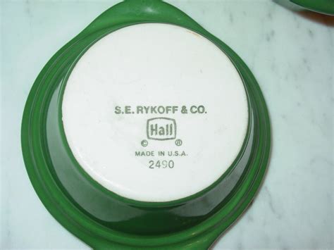 3 Hall Se Rykoff And Co Green Dishes 2490 Restaurant Rare Shape Ebay