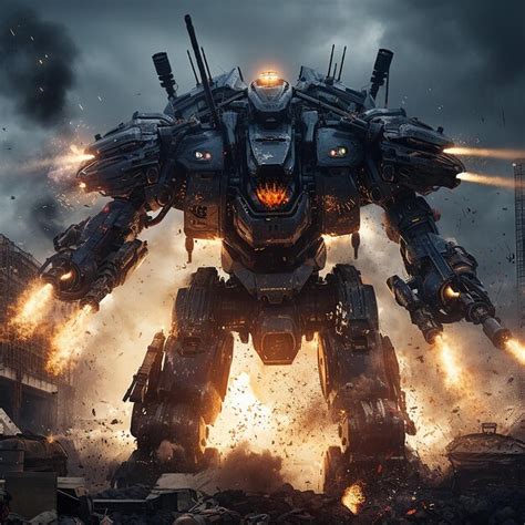 Gndfilter Massive Giant Robot Wearing Multiples Heavy Gating Machinegun