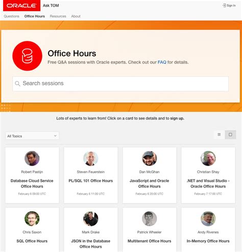 Oracle Asktom Office Hours Free Live Qanda Sessions With Oracle Experts