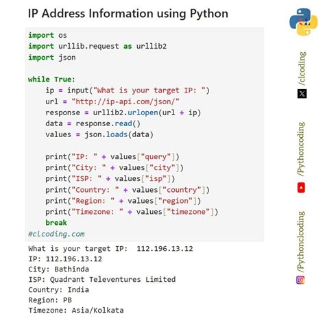 Python Coding On Instagram Ip Address Information Using Python In 2025 Basic Computer