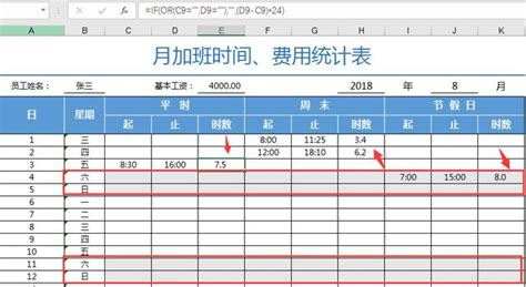 工资管理Excel月加班时间统计表自动换算加班费简单操作不加班 模板终结者