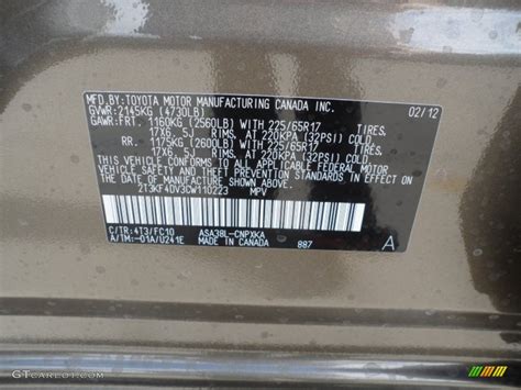 2012 Rav4 Color Code 4t3 For Pyrite Mica Photo 61751340