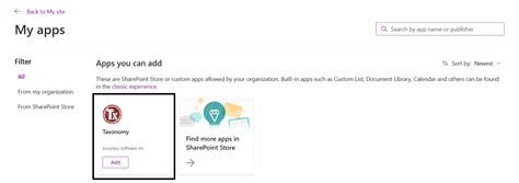 Adding Taxonomy App To Sharepoint Site Easy Taxonomy