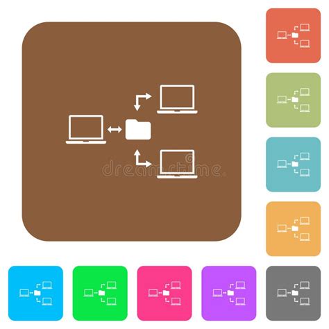 Network File System Rounded Square Flat Icons Stock Vector Illustration Of Corners Connected