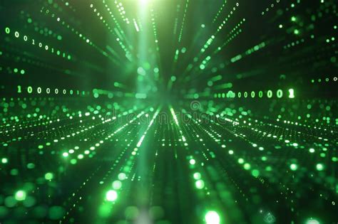 Digital Matrix Background With Green Binary Code And Light Rays