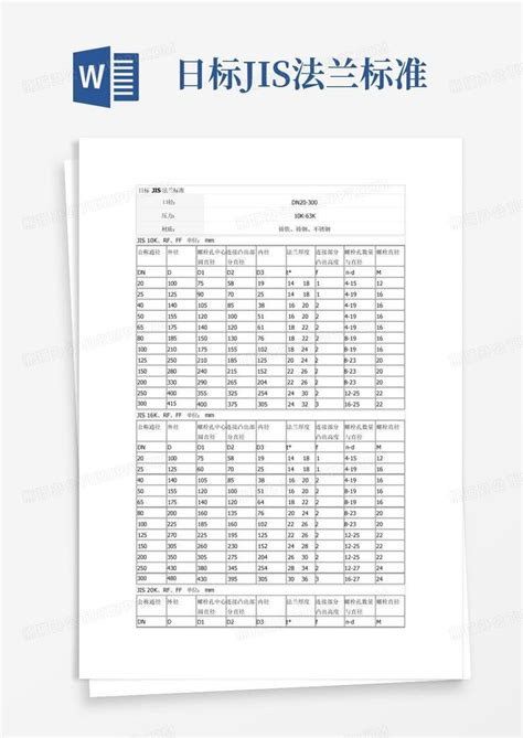 日标jis法兰标准word模板下载编号qgxgdeny熊猫办公
