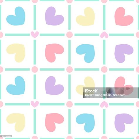 파스텔 색상의 하트 모양의 체크 무늬 발렌타인 완벽 한 패턴입니다 그리드 기하학적 고전 양식에 대한 스톡 벡터 아트 및 기타 이미지 고전 양식 귀여운 기념품 Istock