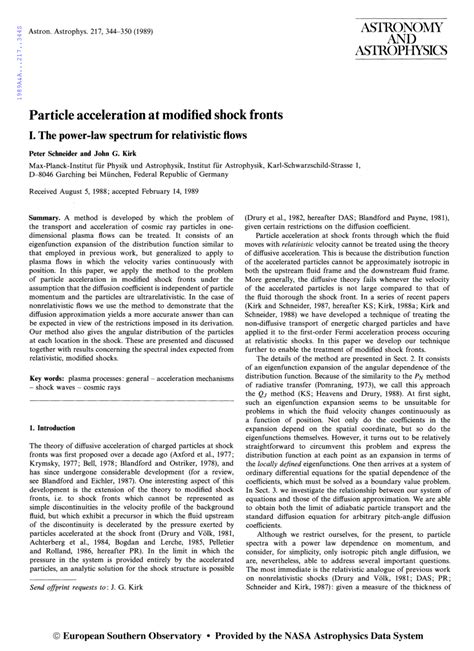 Pdf Particle Acceleration At Modified Shock Fronts I The Power Law