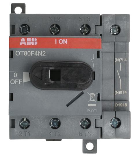 Ot80f4n2 1sca105413r1001 Abb 4p Pole Isolator Switch 80a Maximum Current 37kw Power Rating