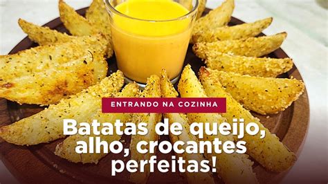 Batatas De Queijo Alho Crocantes Perfeitas Delicioso Molho De Queijo Não Frite