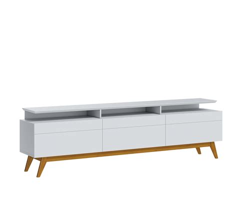 Rack Para Tv Até 75 Polegadas 218 Cm 3 Gavetas Classic Pés Em Madeira