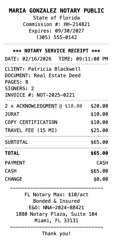 Notary Receipt Generator Makemyreceipt Makemyreceipt