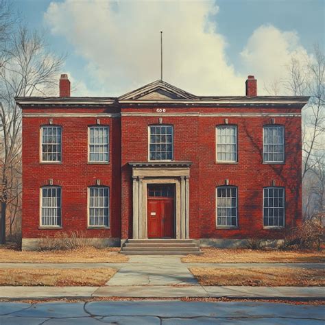 Brick Building With Symmetrical Design Premium Ai Generated Image