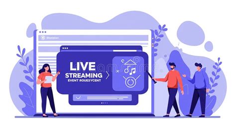 Three People Interacting With A Large Digital Display Featuring Live Streaming Event Stock