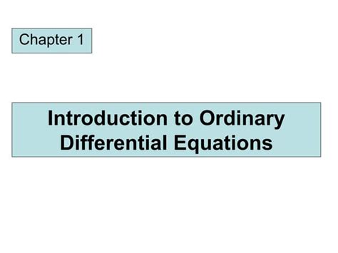 First Order Differential Equation For Grad Ppt