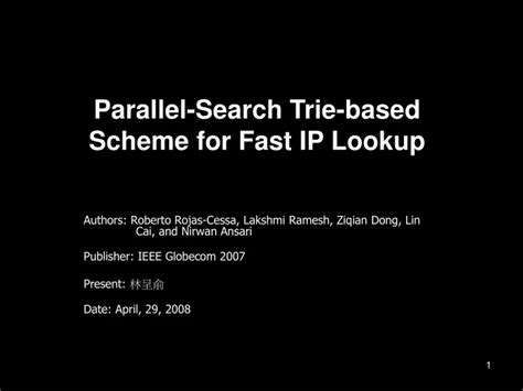 ppt parallel search trie based scheme for fast ip lookup powerpoint