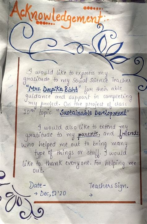 Acknowledgement For School Project Of Economics