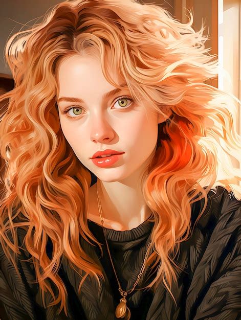 Premium Ai Image Closeup Portrait Of Pretty Smiling Blonde Girl With Long Hair And Blue Eyes