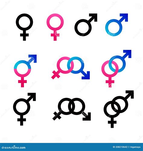 Vector Gender Symbol Set Mars And Venus Sign Color Blue And Pink