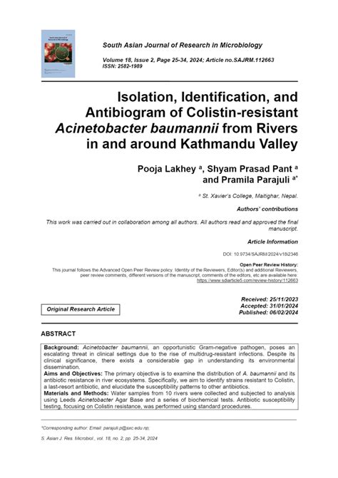 Pdf Isolation Identification And Antibiogram Of Colistin Resistant Acinetobacter Baumannii