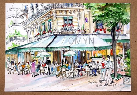 New Print Paris Cafe Art Print Les Deux Magots Paris Cafe Print