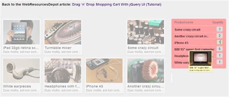 Drag Drop Shopping Cart With Jquery Ui Jquery 2 Dotnet