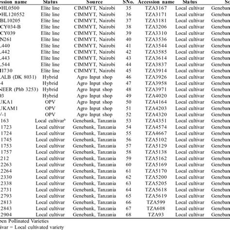 Maize Genotypes Used In The Evaluation Of Agronomic Performances In Download Table