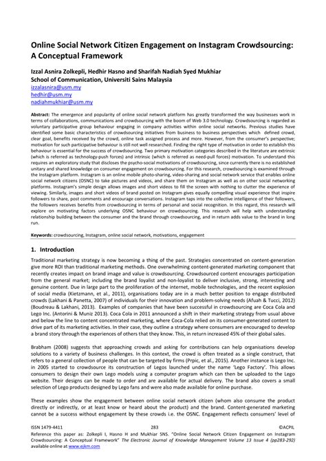 Pdf Online Social Network Citizen Engagement On Instagram