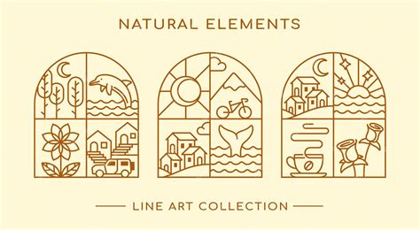 Premium Vector Natural Element Line Art Design Collection