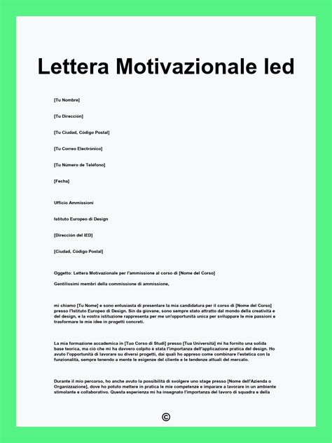 Lettera Motivazionale Ied