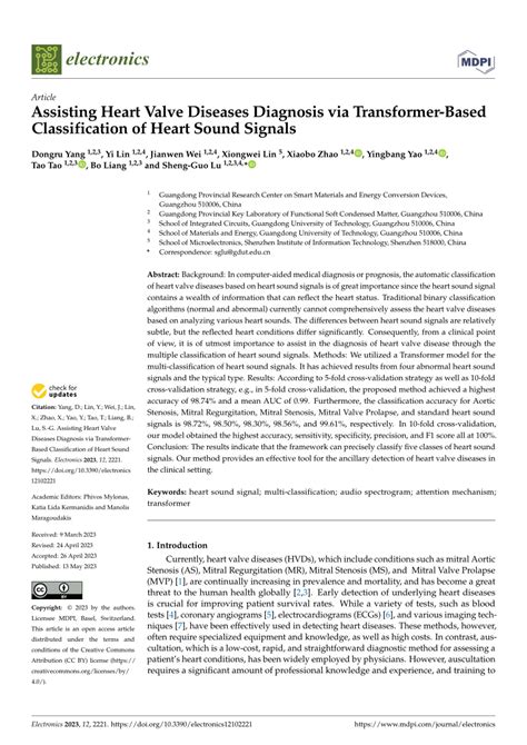 Pdf Assisting Heart Valve Diseases Diagnosis Via Transformer Based Classification Of Heart