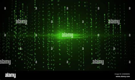 Image Of Green Binary Coding Data Processing Over Black Background