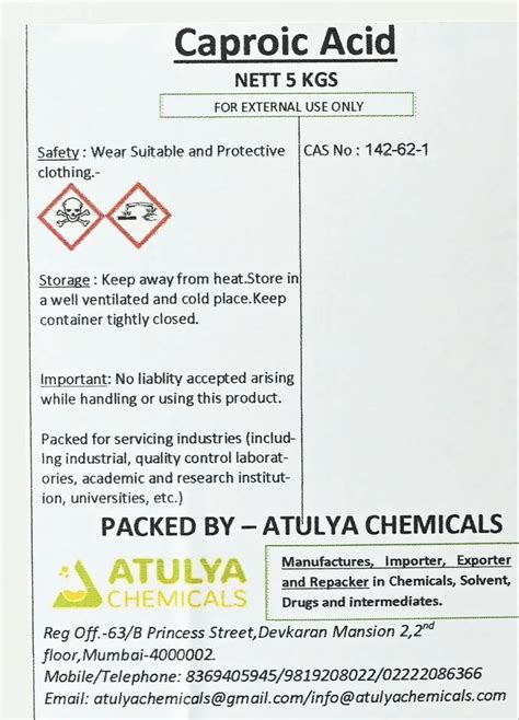 Caproic Acid Grade Chemical Purity 99 At ₹ 300 Kg In Mumbai Id 2851558487033