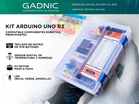 Kit Arduino Uno R3 Compatible Componentes Robotica Principiantes Gadnic