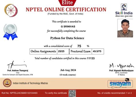 Nptel Datascience Python Elitesilver Skilldevelopment Srinivas