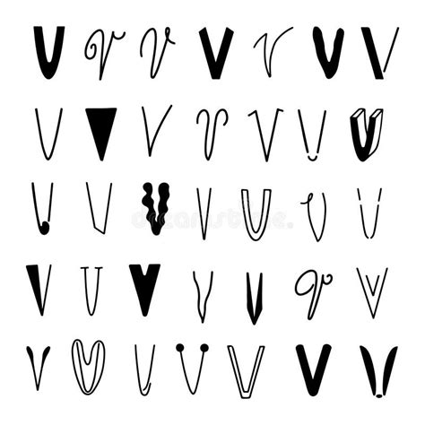 Conjunto De Letras V En Estilos Diferentes Letras Dibujadas A Mano
