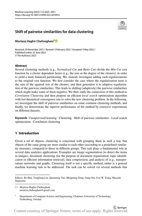 Pdf Shift Of Pairwise Similarities For Data Clustering