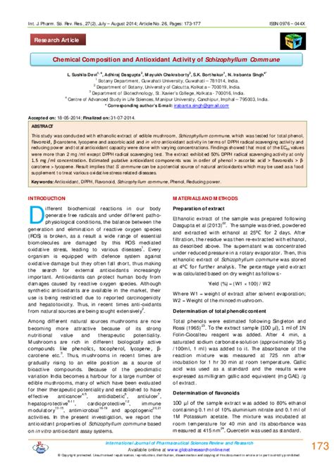 Pdf Chemical Composition And Antioxidant Activity Of Schizophyllum Commune