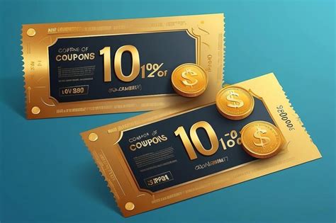 3d Couple Of Coupons With Promotional Code Percentage With Golden Coins
