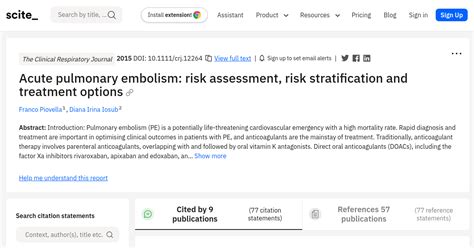 Acute Pulmonary Embolism Risk Assessment Risk Stratification And Treatment Options Scite