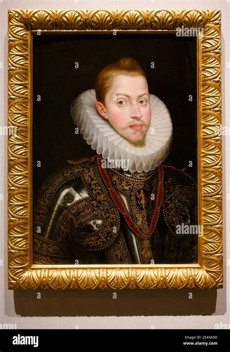 Circa 1603 Oil On Panel Portrait King Philip Iii Of Spain By Juan