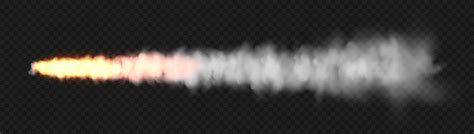 화재 공간 로켓 발사 흔적이 있는 현실적인 흰색 연기 화재 버스트 폭발 미사일 또는 총알 추적 제트 항공기 트랙 연기 구름 안개 증기 흐름 벡터 그림 프리미엄 벡터